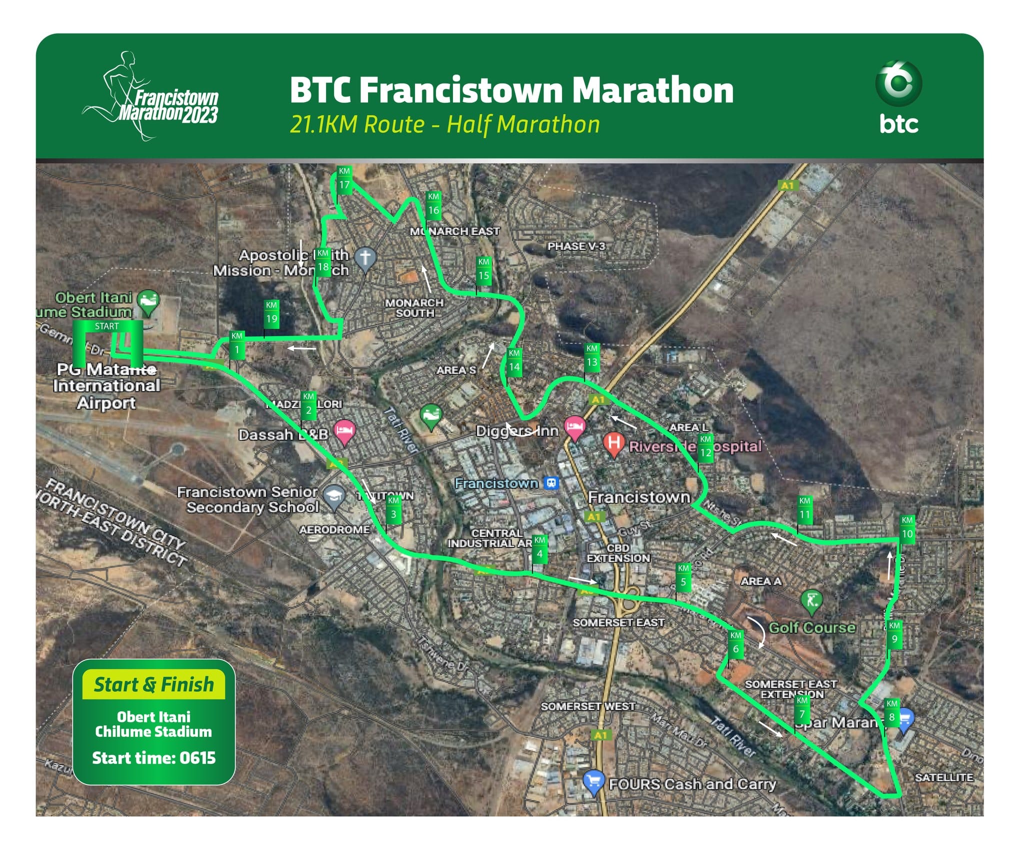 Route Maps - BTC Francistown Marathon